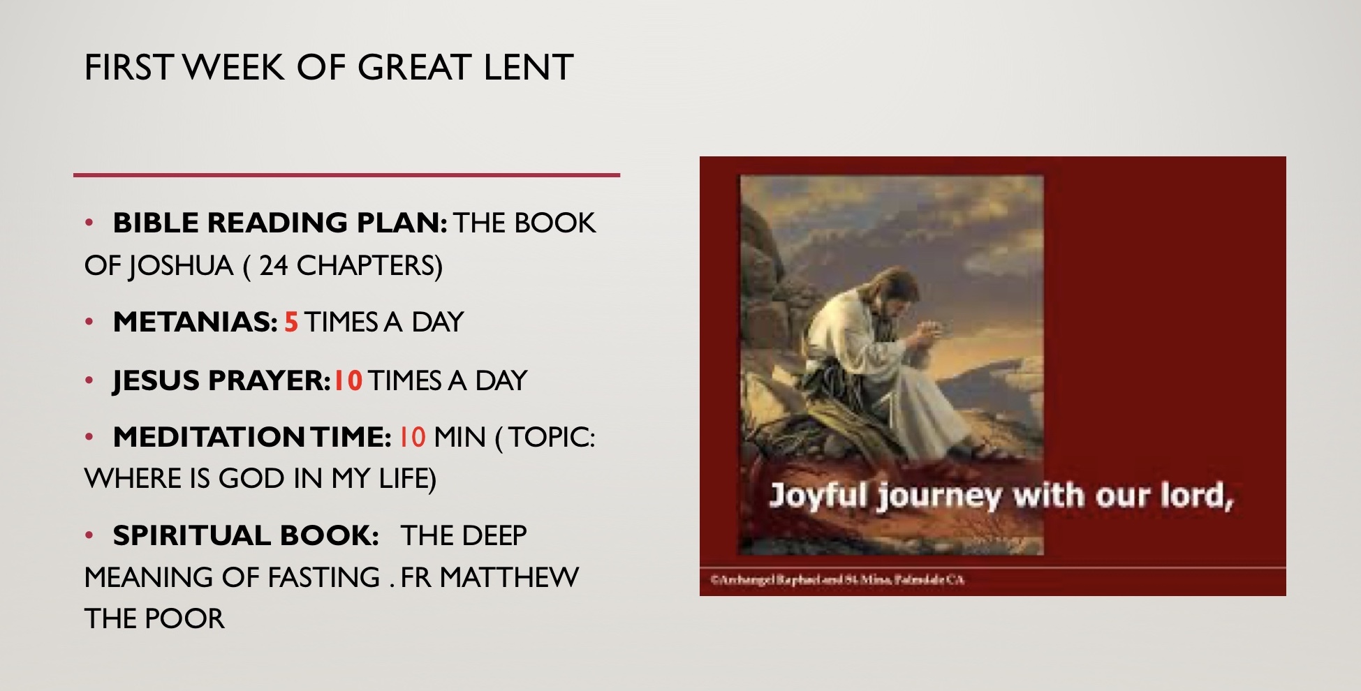 Great Lent – Week 1 – St. Mary Coptic Orthodox Church