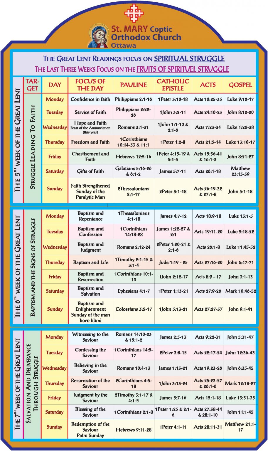 Great Lent Readings – St. Mary Coptic Orthodox Church
